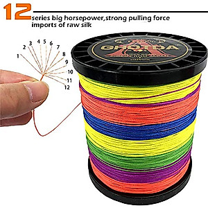 12Strands PE Braided Fishing Line Super Strong Multifilament Fishing Line 0.8-10#