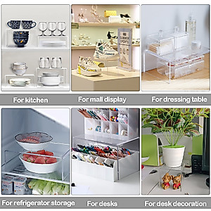 MerryNine 8 Pcs Risers Display Stands, 4-Tier Acrylic Display Stands, Clear Transparent Acrylic Risers For Display Decorative, Buffet, Tabletop Use, Cupcakes, Pop Figures, (Rectangle)