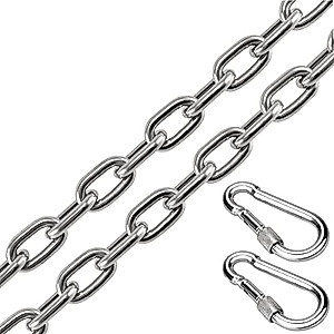 Ymeibe Heavy Duty Swing Chains 1/5" x 40" with 2 Carabiners, 500 LB Capacity Stainless Steel Hanging Swing Set for Hammock Punching Bags Indoor Outdoor Use (1 Pack)