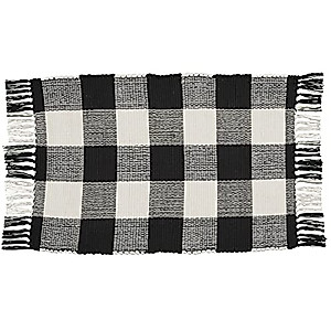 Park Designs Buffalo Check Rag Rug - Black & Cream