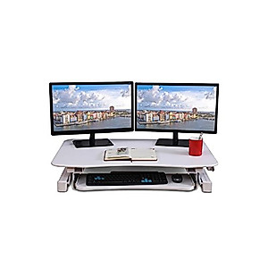ApexDesk ZT Series Height Adjustable Sit to Stand Electric Desk Converter, 2-Tier Design with Large 36x24 Upper Work Surface and Lower Keyboard Tray Deck (Electric Riser, White)