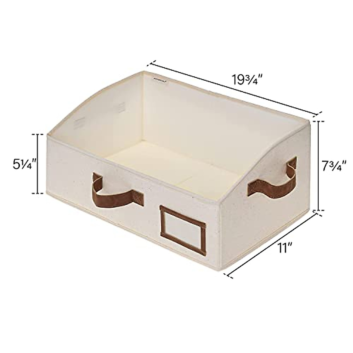 StorageWorks Closet Baskets, Canvas Baskets for Closet Shelves, Foldable Trapezoid Storage Bins with 3 PU Handles, Hand Wash, Ivory White, Jumbo, 3-Pack