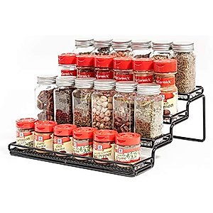 MEIQIHOME 4 Tier Spice Rack Organizer Step Shelf Countertop Spice Storage Holder, for Kitchen Cabinet Cupboard Pantry, Metal, Black