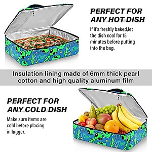 Kcldeci Insulated Thermal Food Carrier Insulated Casserole Carrier for Hot or Cold Food,Alien Space Pattern (2) Insulated Tote Bag for Potluck Cookouts Parties Picnic,Lasagna Lugger