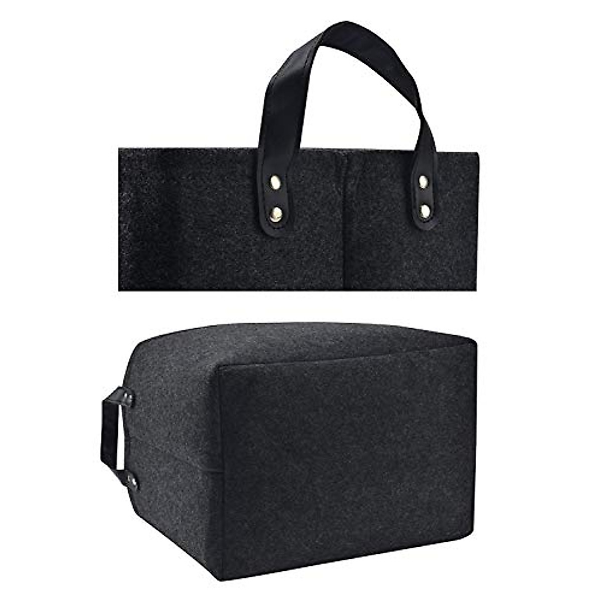 GUOZI Storage Basket, [2 Pack] Collapsible Rectangular Felt Storage Bins with PU Handles, Large Laundry Basket Storage Solution for Office Nursery Wardrobe Bookshelf Bedroom Keepsake Toys