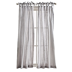Peri Home Sheer Cotton Tie Tab Window Curtain Panel Pair, 84", Silver