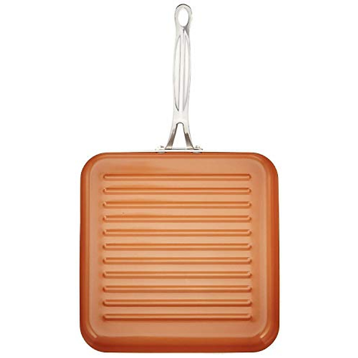 Gotham Steel Grill Pan – 10.5” Square Aluminum Grill Pan with Nonstick Surface, Sear Ridges and Stainless Steel Handle, Dishwasher and Oven Safe