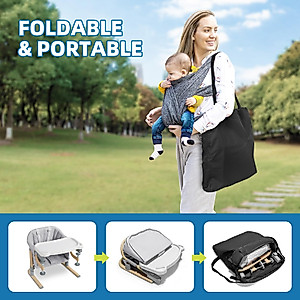 Yacul 3-in-1 Portable Hook On Chair, Clip on High Chair for Baby with Tray, PU Leather Booster Seat for Kitchen Chair, Adjustable Height