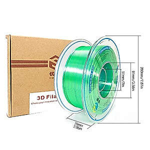 YOUSU Silk PLA Filament 1.75mm, 3D Printer Filament Coextrusion Filament Dual Color, Compatible with Most of 3D Printer, Silk Blue Green 1kg(2.2lbs).