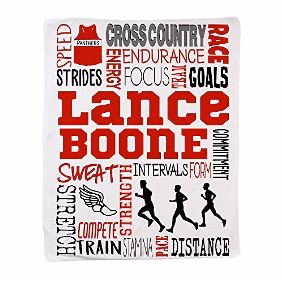 Personalized Custom Sports Throw Blanket for Adults, Teens, Children & Kids! Fun, Bright Graphics Blanket (Cross Country (Boy))