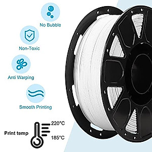 Official 3D Printer Filament Ender PLA Filament 1.75mm, No-Tangling, Strong Bonding and Overhang Performance Dimensional Accuracy +/-0.02mm, 2.2lbs/Spool（White）