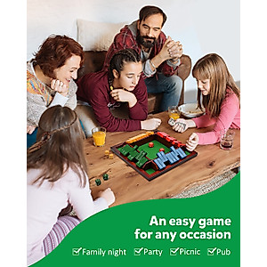 Coogam Shut The Box Dice Game Wooden Board Math Number Game Family Pub Bar 1-4 Players with 10 Colored Dice for Adults Kids