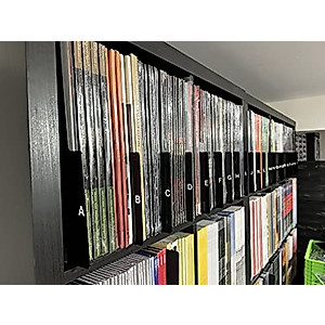 Acrylic [Do-it-Yourself] DIY Kit A to Z Piano Black High Gloss 2 mm Vertical Record Dividers [12-inch Tabbed 12in. Album Organizers A-Z Alphabetical Cards 33 RPM (15)
