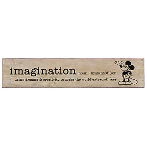 Open Road Brands Disney Mickey Mouse Imagination Definition Wood Plank Wall Decor - Inspirational Mickey Mouse Wall Art for Home Decorating