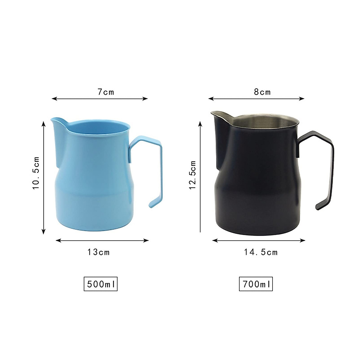 gravy boat set Milk Jug 500ml/700ml Stainless Steel Frothing Pitcher Pull Flower Cup Coffee Milk Frother Latte Art Milk Foam Tool Coffeware gravy boat with lid (Color : Teflon-500ml)