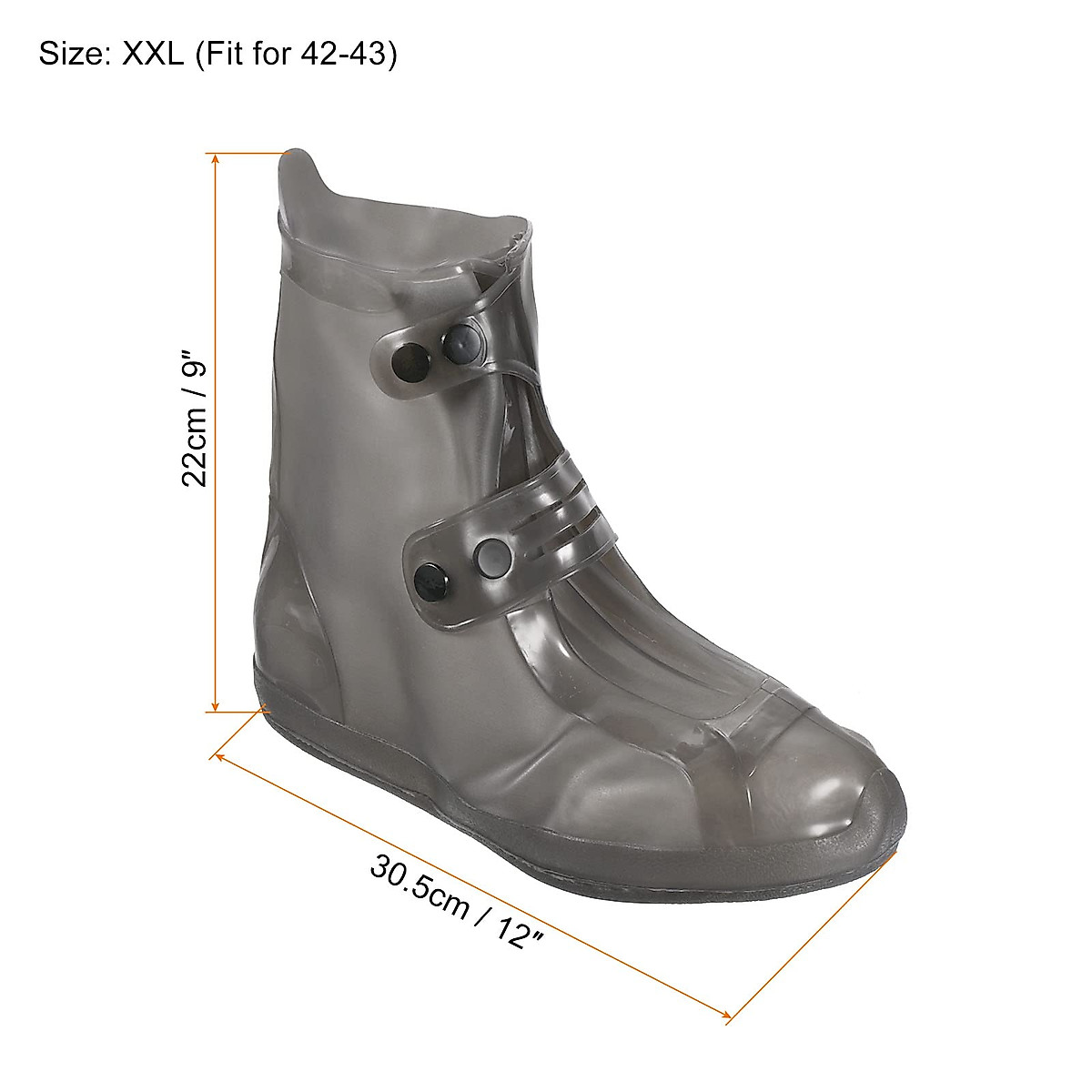 PATIKIL XXL Waterproof Silicone Shoes Cover, 1 Pair Reusable Non-Slip Overshoes Rain Galoshes Snow Boot Protector for Men and Women Rainy Outdoor, Gray