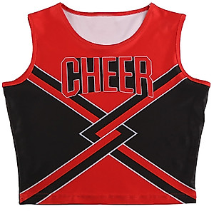 GRAJTCIN Cheerleader Costume for Women Cheerleading Uniform School Girls Dress Teenager Cheer Outfit Halloween Costume (XXS, Black)