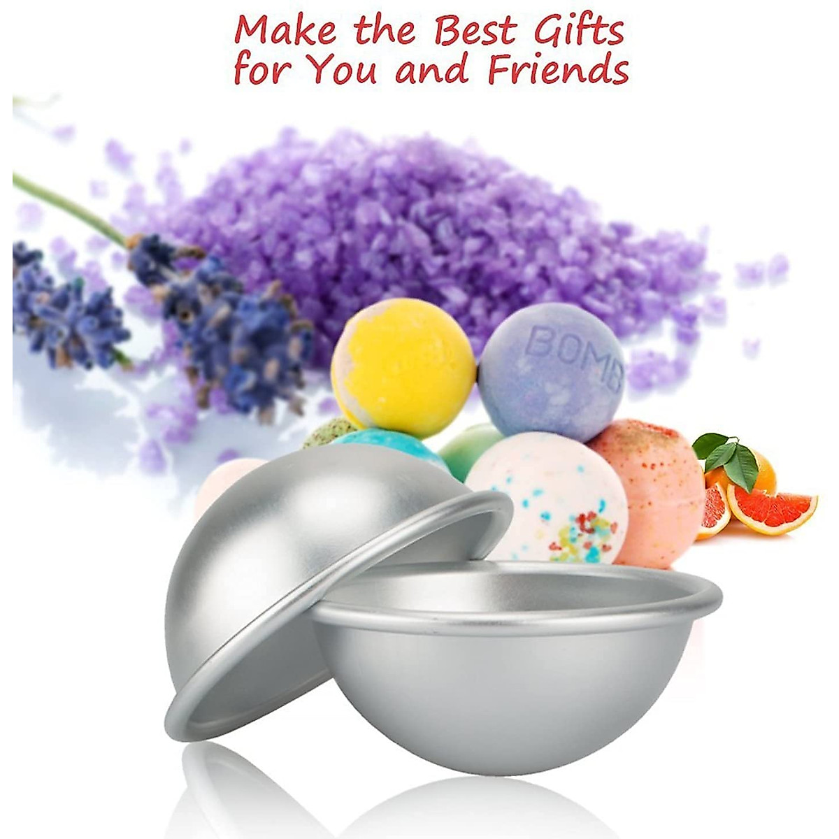 Bloss Bath Bomb Molds 4 Set 8 Pieces, DIY Metal Bath Bomb Mold 3.5 Inches 9CM, bath bomb making kit, Bath Bomb Press Soap Making Mold Supplies Kit