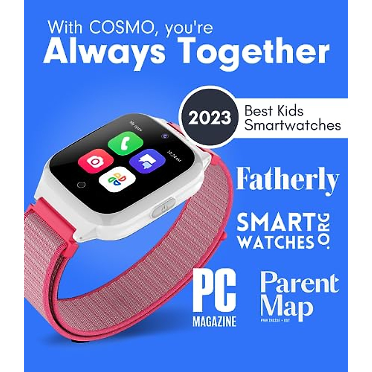 JrTrack 2 SE Smart Watch for Kids by Cosmo | 4G Phone Calling & Text Messaging | SIM Card & Flexible Data Plans | GPS Tracker Watch for Kids | Children’s Smartphone Alternative (Pink)