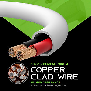 GearIT 16/2 Speaker Wire (100 Feet) 16 Gauge (Copper Clad Aluminum) - Fire Safety in Wall Rated Audio Speaker Wire Cable / CL2 Rated / 2 Conductors - CCA, 100ft
