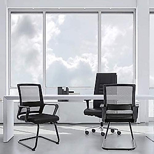 10 Pack Office Guest Chairs & Reception Chairs, Set of 10 Heavy Duty Mesh Fabric Waiting Room Chairs Meeting Room Guest Chairs with Sled Base, Black