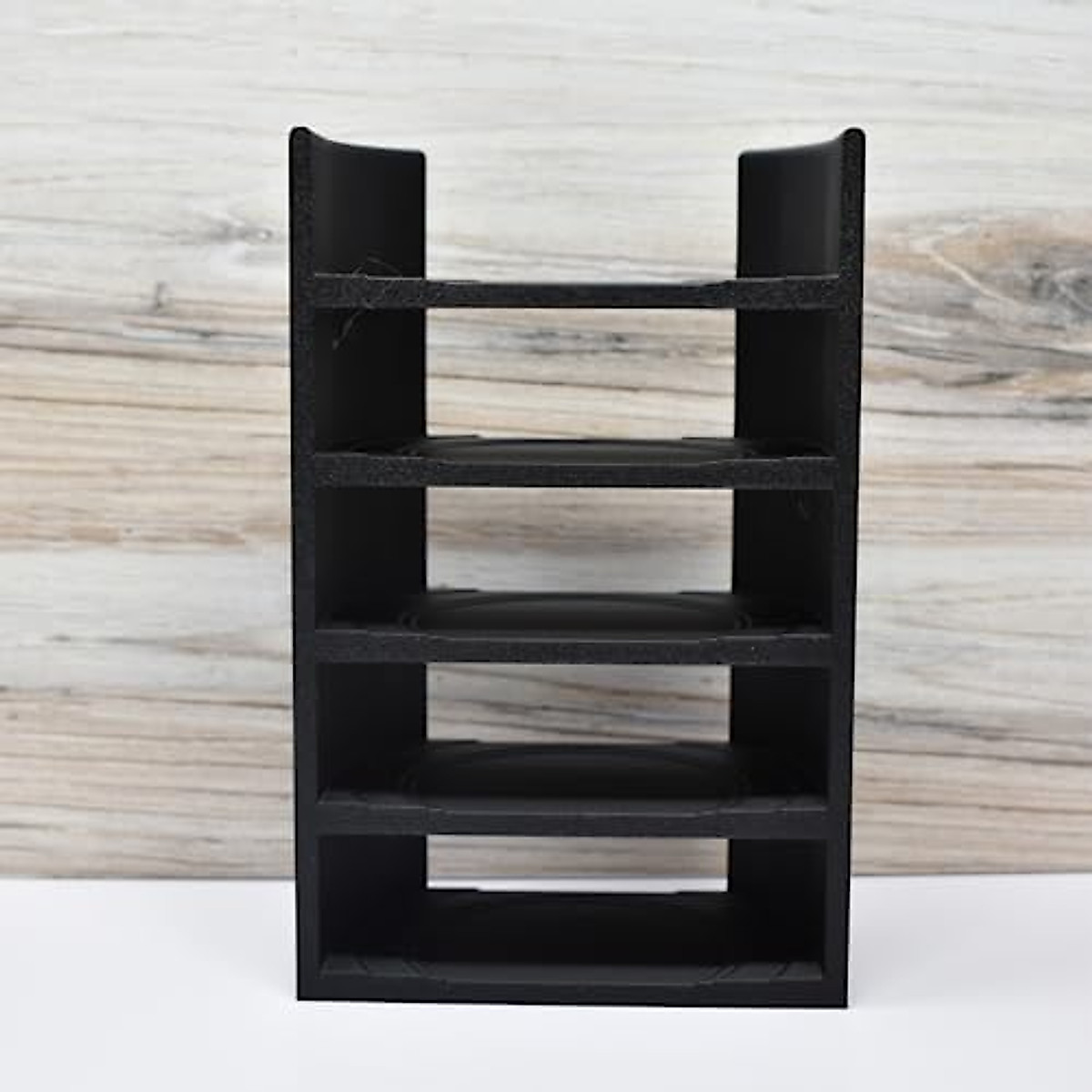 Tumbler Lid Storage Rack | Organize Cup Lids In Cabinets or Counters | 5 Lid Organizer | Made in USA (Black)