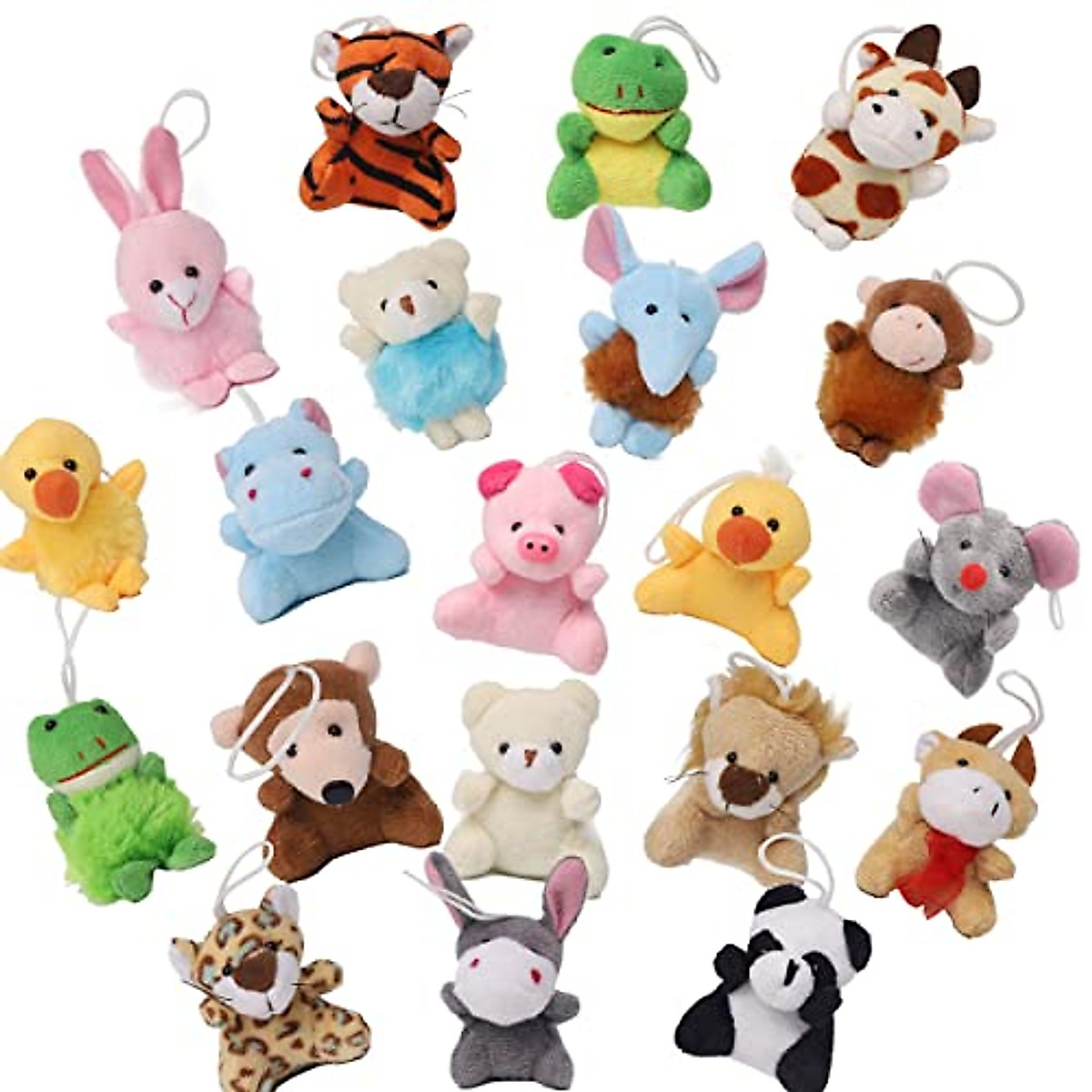 Juegoal 26 Pack Mini Animal Plush Toy Set, Cute Small Stuffed Animal Keychain Set, Goodie Bag Fillers, Carnival Prizes for Kids, Assortment Kids Valentine Gift Easter Egg Filter Party Favors