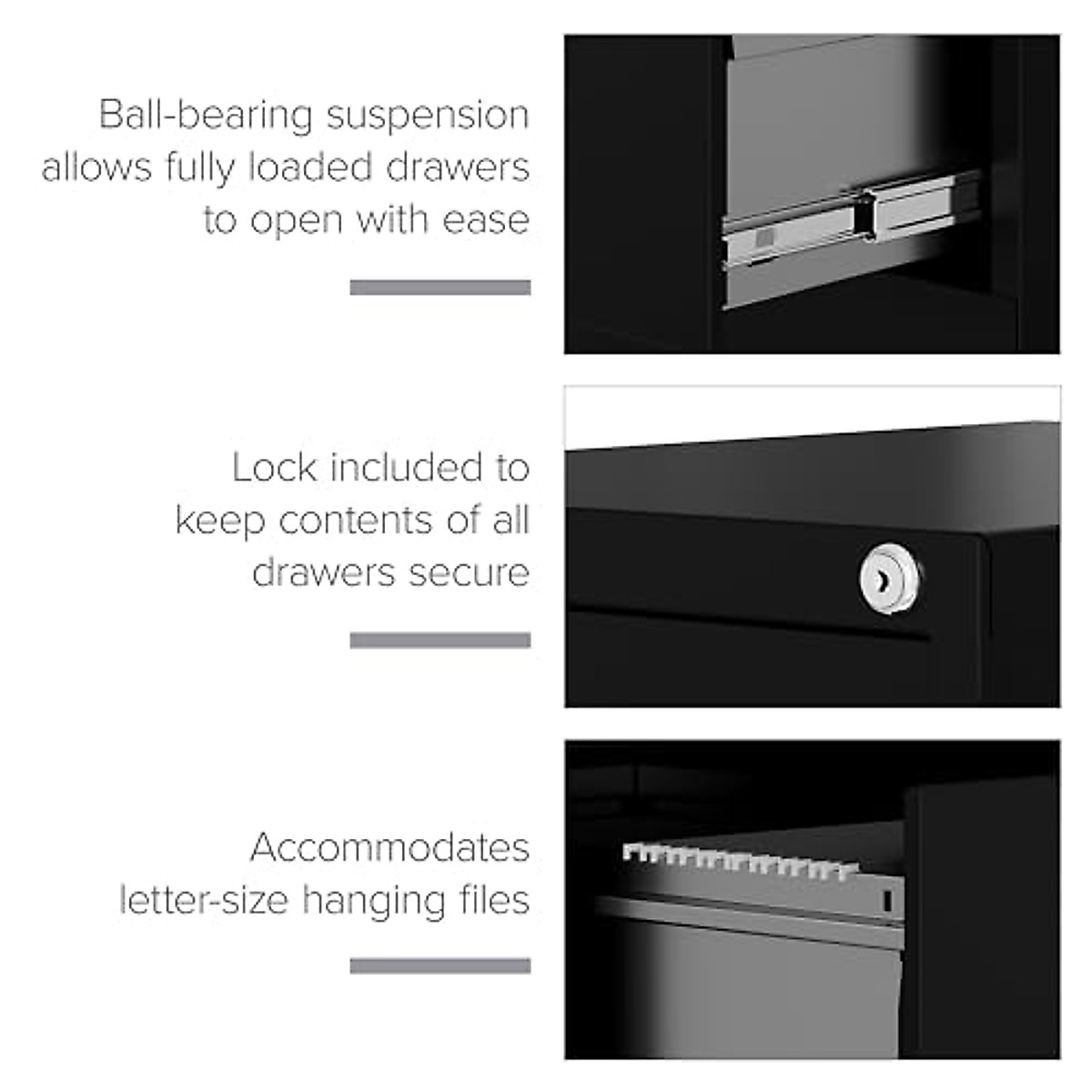 Hirsh Industries Vertical Letter File Cabinet, 2 Letter-Size File Drawers, Black, 15 x 22 x 28.37