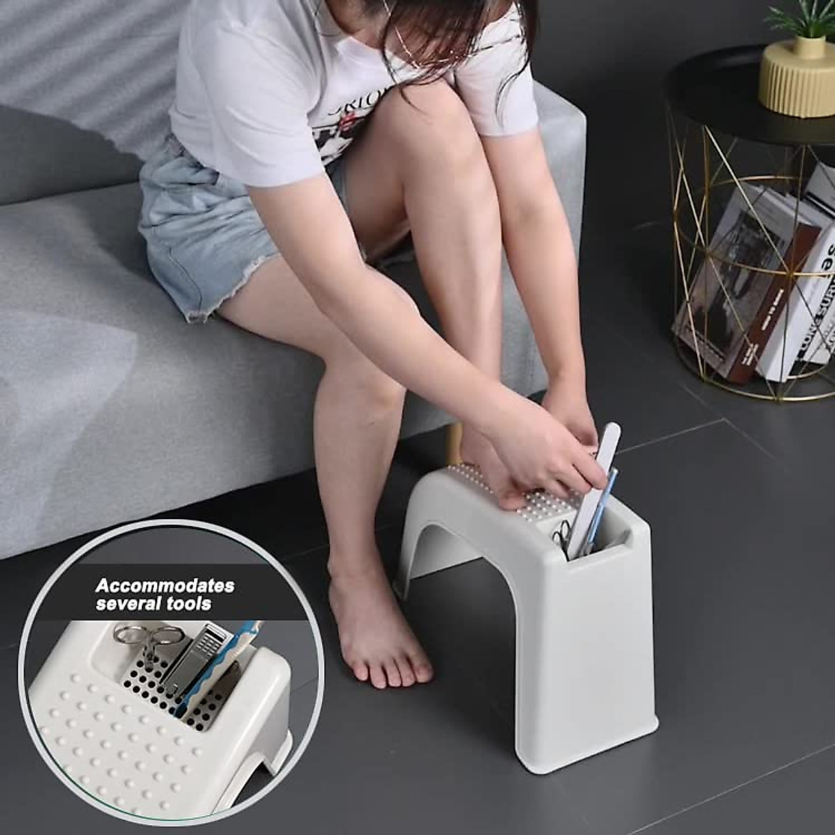 Fanwer 13.2" Shower Foot Rest for Shaving Legs- Corner Shower Stool, Small Bathroom Bench Suitable for Small Shower Spaces-Waterproof Shower Stool for Inside Shower Triangle
