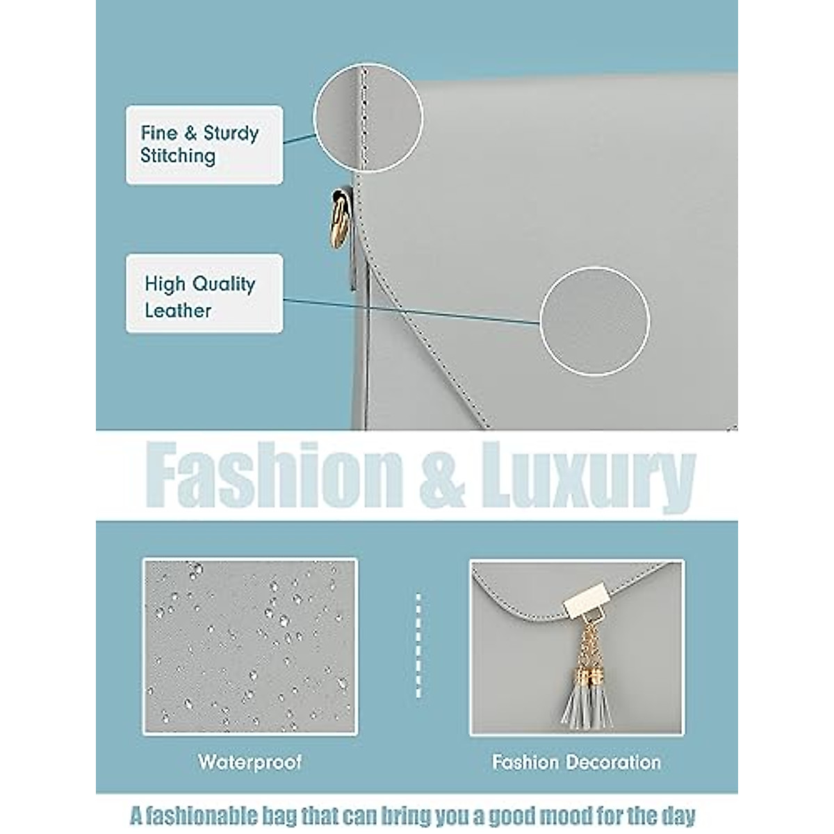 Leather Laptop Bag for Women 15.6 inch, MATEIN Messenger Bags Professional Office Work Briefcase Waterproof Business Computer Case, Stylish College Satchel Lady Crossbody Shoulder Bag for Travel, Grey