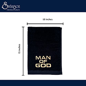 Swanson Christian Products Embroidered Hand Towels - 'Man of God ' - for Christian Men, Pastor, Clergy, & Ministers - Pastor Towel - Black w/Gold Lettering