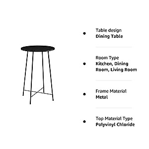 VECELO Round Bar Table, Classic Bistro Pub Furniture,Small Spaces Saving for Dining Room Breakfast,Coffee, Easy to Assemble, Black