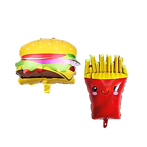 15Pcs French Fries Balloons Hamburg Balloons Food Birthday Foil Balloons for Birthday Fast Food Snacks Themed Party Decorations Supplies