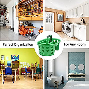 SIMPLYKLEEN Shower Caddy with Handle 2-Pack Plastic Bathroom Storage Organizer, Green Made in the USA