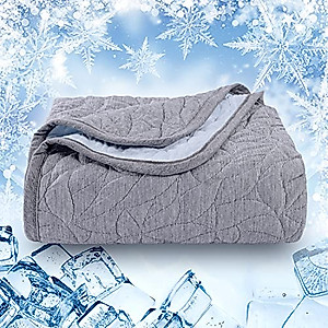 SOCHOW Cooling Blanket for Bed, Lightweight Breathable Soft Double Side Summer Blanket for Adults Baby Kids, Grey 60 × 80 Inches