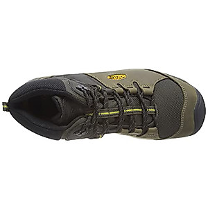KEEN Men's Steens Mid Height Leather Waterproof Hiking Boots, Black Olive Yellow, 8.5