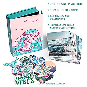 Artivo Blue Wall Collage Kit Aesthetic Pictures, 50 Set 4x6 inch, Pink VSCO Bedroom Decor for Teen Girls, Summer Beach Wall Art Print, Dorm Photo Collection, Small Posters for Room