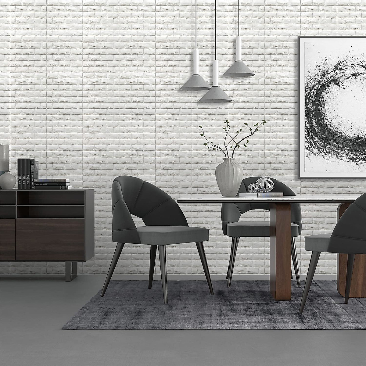 YU LI 3DH 3D Wall Panels Peel and Stick 11PCS White Foam Brick Wallpaper for Bedroom Faux Stone Wall Panel Self-Adhesive Wallpaper (11PCS-10.65 Sq Ft, White)