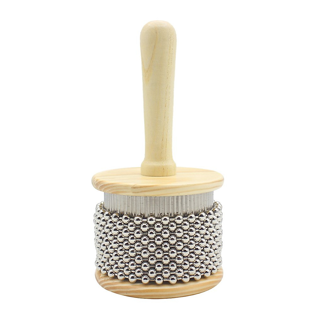 Mowind Wooden Cabasa Hand Shaker Percussion Instrument with Metal Beads for Classroom Band 3.4" Size