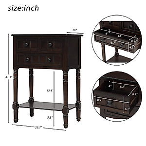 Merax Small Entryway Table with Storage Drawers and Bottom Shelf, Narrow Console Table Sofa Table(Espresso)