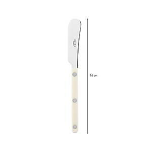 Sabre Paris - Set of 2 Spreader Knives 5.5 inches - Bistrot Collection - Perfect for Butter, Tapenades, Spreads - Stainless Steel & Nylon - Dishwasher Safe - Ivory - Brilliant Finish