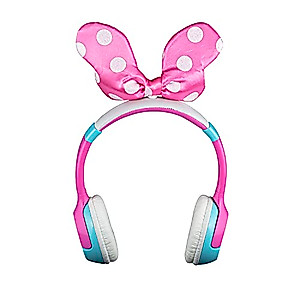 eKids Minnie Mouse Kids Bluetooth Headphones, Wireless Headphones with Microphone Includes Aux Cord, Volume Reduced Kids Foldable Headphones for School, Home, or Travel