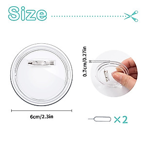 18 Pack Acrylic Design Button 2.4 Inch/60mm Name Badge DIY Buttons Clear Pins for DIY Crafts Children's Paper Craft Activities Pin Back on Clothes, Hats, Bags