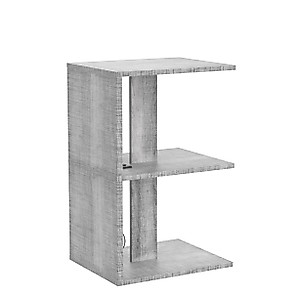 FROMJBEST Nightstand with Charging Station, Narrow End Table Side Table with USB Ports and Outlets for Small Spaces, 3 Tier Nightstand Sofa Bedside Tables with Pulleys for Living Room, Bedroom (Grey)