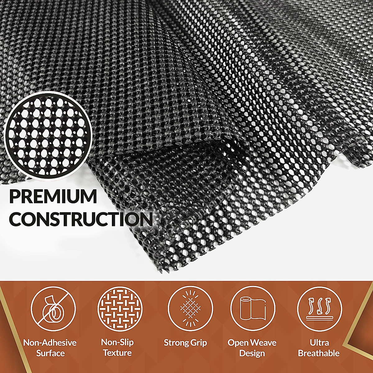 Mueller Ultra-Premium Drawer and Shelf Liner, 12 Inch x 20 FT Heavy-Duty and Slip-Resistant Liner, Durable Non Adhesive Waterproof Roll, for Drawers, Kitchen, Cabinets, Shelves, Desks, Black