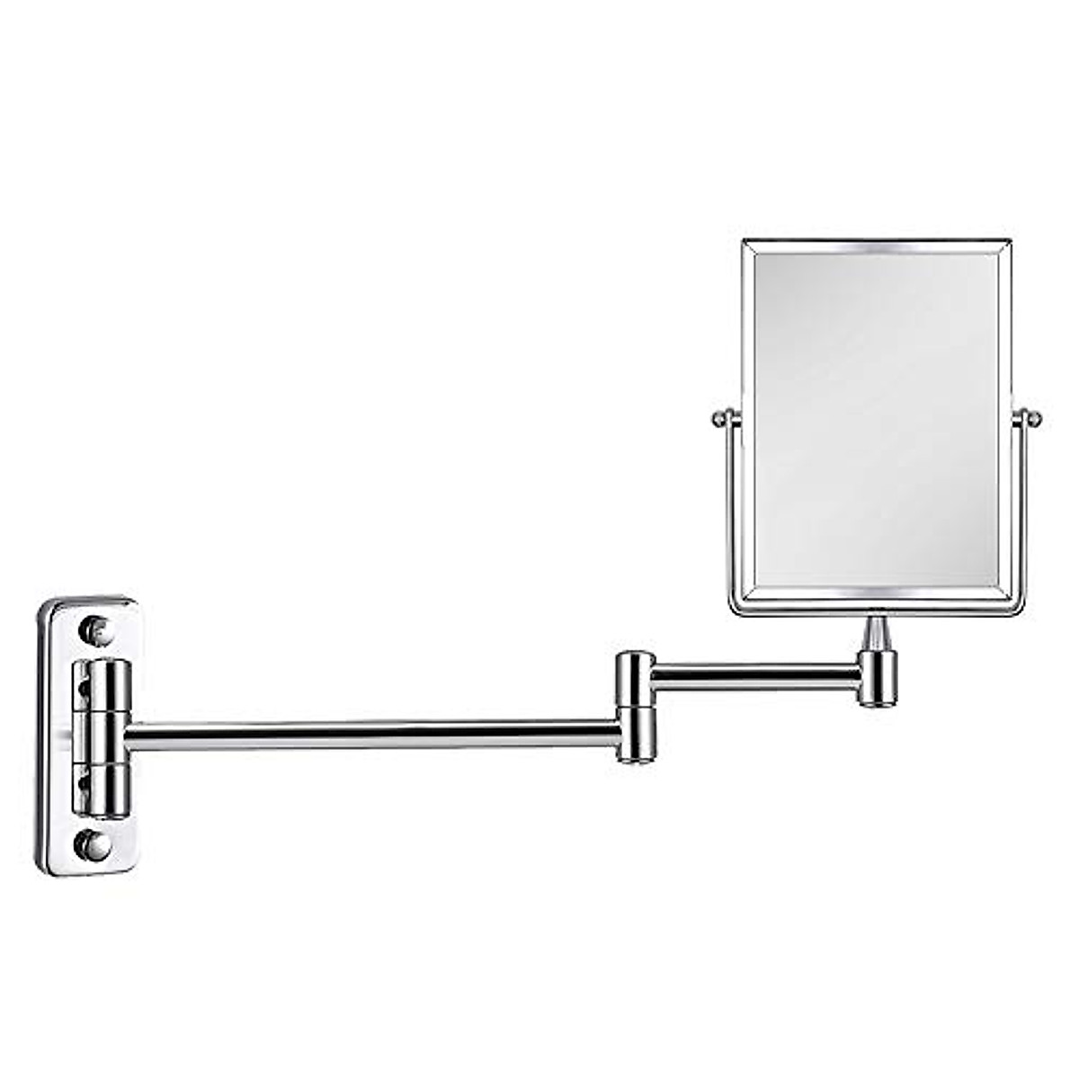 QiMH 3X Magnifying Wall Mounted Vanity Makeup Mirror | Rectangular 8x6 Inch with Extendable Arm | Polished Chrome Finish Double-Sided Swivel Mirror