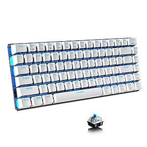 Lomiluskr AK33 Wired Mechanical Keyboard, 82-Keys Compact Mechanical Gaming Keyboard with Anti-ghosting Keys, Small and Portable (Blue Switch/Blue Backlight, White)