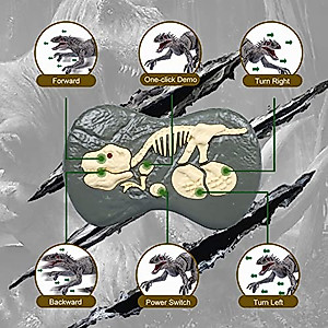 Remote Control Dinosaur Toys for Kids Educational RC Toys,Rechargeable Robot Dinosaur Light & Roaring Simulation Velociraptor,Dinosaur Toys for Boys Girls Age 3 4 5 6 7 8-12 Birthday Gifts Gray