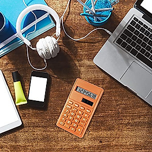 3 Pieces Mini Digital Desktop Calculator with 8-Digit LCD Display Standard Function Electronic Pocket Size Calculator for School, Office and Home, Blue Orange Green