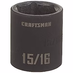 CRAFTSMAN Shallow Impact Socket, SAE, 1/2 Inch Drive, 15/16 Inch, 6 Point (CMMT15857)
